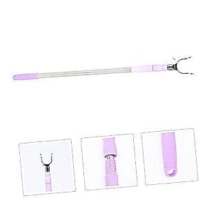Yardenfun Stainless Steel Telescopic Rod Adjustable Hitch Stainless Steel s Hooks Household Tools Clothes Drying Fork Closet Grabber Clothes Hanger Hook Pole Clothes Reach Rod Clothes Rod