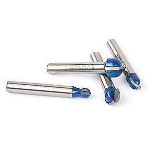 KOWOOD Plus Core Box Router Bit Set, 1/4 Inch Shank, Cutting Diameter in 1/4”, 5/16”, 3/8”, 1/2”. with Updated KOWOOD C3 Carbide. Great for Making Signs, Decorative accents to Furniture & Plaques