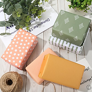 Whaline 90Pcs Boho Tissue Paper Triangle Dot Stripes Gift Wrapping Paper Pink Green Packaging Paper DIY Art Craft Paper for Farmhouse Home Birthday Baby Shower Party Gift Decor, 14 x 20 Inch