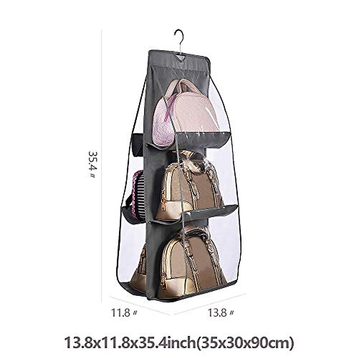 DIOMMELL Purses Hanger Hanging Handbag Organizer Bags Storage Holder for Closet with 6 Larger Pockets