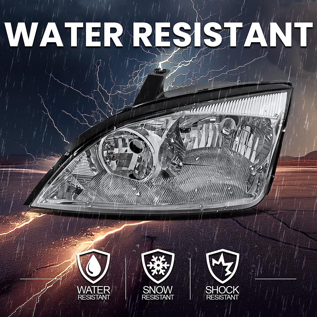 SPEC-D TUNING Headlights Chrome Compatible with 2005-2007 Ford Focus L+R Pair Head Light Lamp Assembly