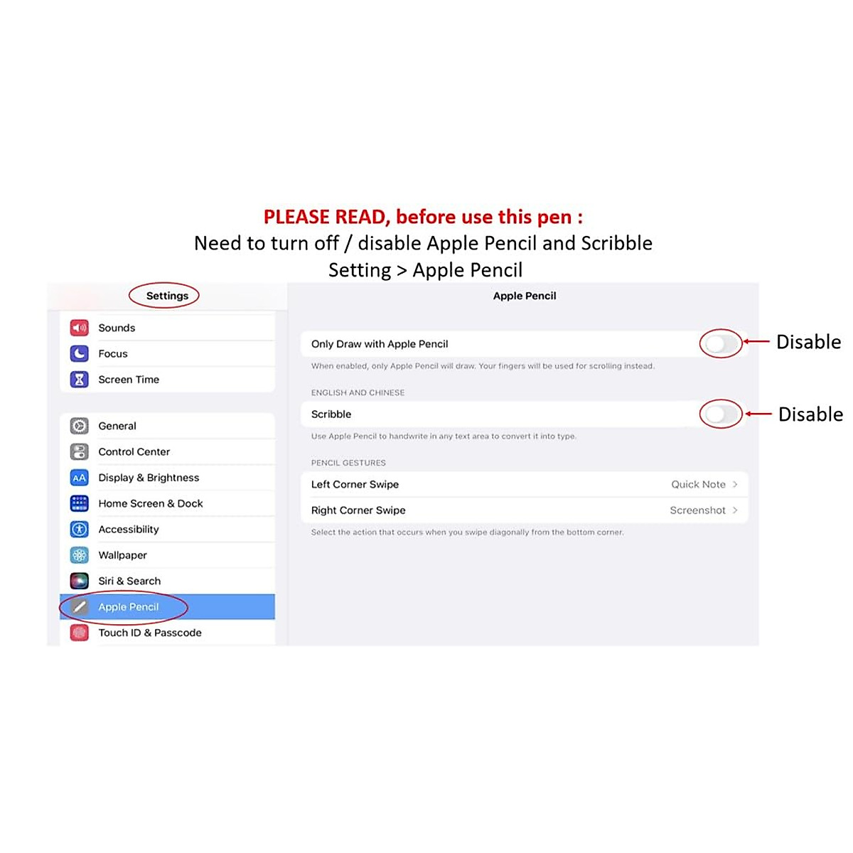 Stylus Pen Pencil 1st Generation Gen Replacement for Apple iPad Pro 1st iPad 1st 2nd 3rd 4th 5th iPad Mini 1 2 3 4 iPad Air 1st 2nd iOS Android Capacitive Tablet Touch Screen + Free Holder (White)