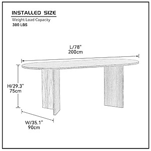 JURMALYN 78" Mid Century Dining Table Modern Wood Dining Room Table for 4 6 8 Walnut Oval Kitchen Table for Farmhouse Meeting Room Reception Room (Table Only)