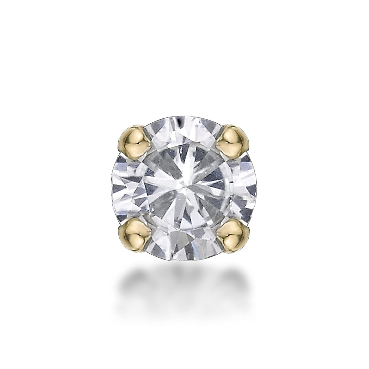 Lavari Jewelers Straight Stud 22 Gauge 3mm White Cubic Zirconia Nose Ring in 14k Gold