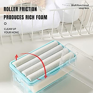 NOBRIM Soap Dish Multifunctional Soap Dish Hands Free Foaming Draining Bar Holder Grid Tray Storage Box Cleaning Tool for Bathroom Accessories
