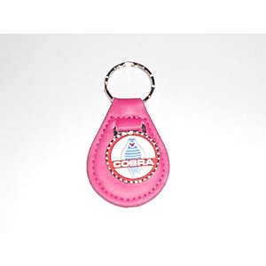 1960's SHELBY COBRA GT350 GT500 VINTAGE LOGO LEATHER KEYCHAIN - MAGENTA