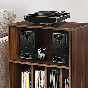 Record Player Stand with Record Storage Vinyl Record Storage Table with Metal Hairpin Legs Turntable Stand Holds Up to 100 Albums for Living Room Bedroom Brown
