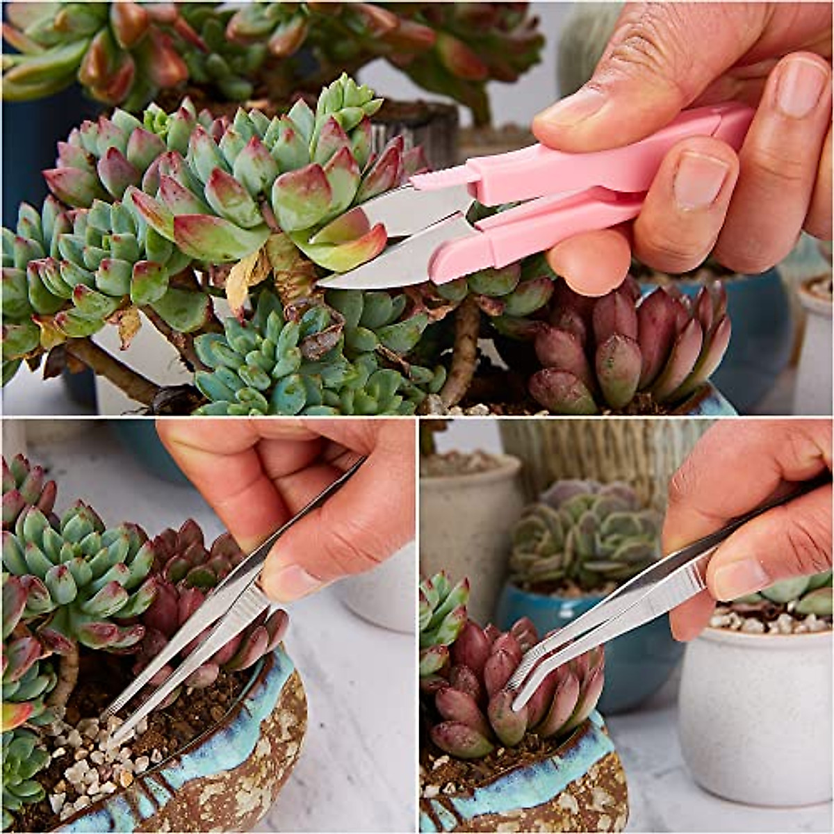 Succulent Tools,24 Pcs Mini Garden Tools Set,Transplanting Tools Miniature Succulent Hand Tools Set with Plant Potting Tarp Mat, Succulent Kit for Indoor Outdoor Miniature Fairy Garden Plant Care