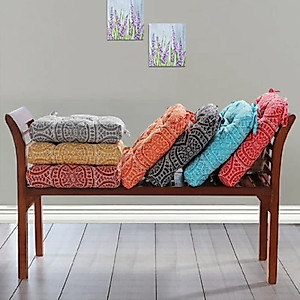 COZY TRENDS Handmade Cotton Chair Pads Cushions Seat Pad with Ties 16''x16'' for Dinning Chairs Office Chair Bench (Set of2) (Orange)