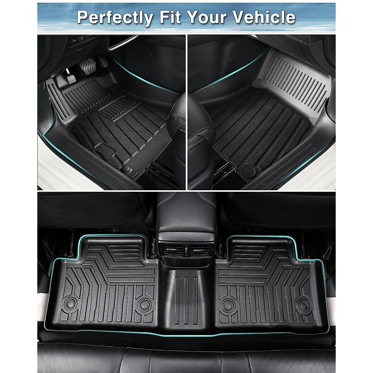 Mixsuper Floor Mats & Cargo Liner for 2021-2023 2024 Ford Mustang Mach-E All Weather Floor Liners and Trunk Liner Set Black (Not for Ford Mustang)