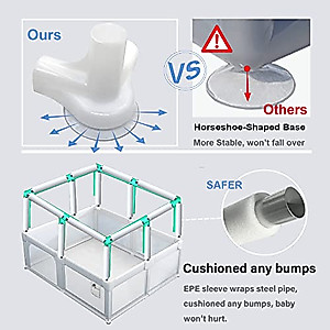 KIDRGL 71x79 Inch Baby Playpen, Baby Fence Play Area, Play Pens for Babies and Toddlers Safety Activity Center with Anti-Slip Rubber Bases,Gray