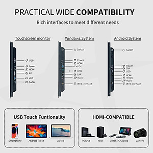 TouchWo 15 inch Industrial Embedded Touch Panel PC, Android All in One Mini PC with Open Frame Capacitive Touchscreen Monitor, RK3568 RAM 2G & ROM 16G Industrial PC Built-in Speakers