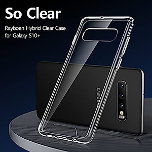 Rayboen Case for Samsung Galaxy S10 Plus (Not for S10), Crystal Clear Non-Slip Anti-Yellowing Shockproof Protective Phone Case, Hard PC Back & Soft TPU Frame Slim Cover for Galaxy S10+ Plus