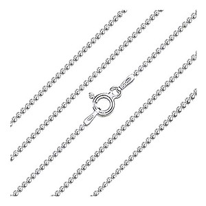 Adabele 1pc Authentic 925 Sterling Silver 1.0mm Dainty Cute Ball Link Chain Necklace 16 Inch for Men Women Made In Italy Hypoallergenic Nickel Free SS130-16