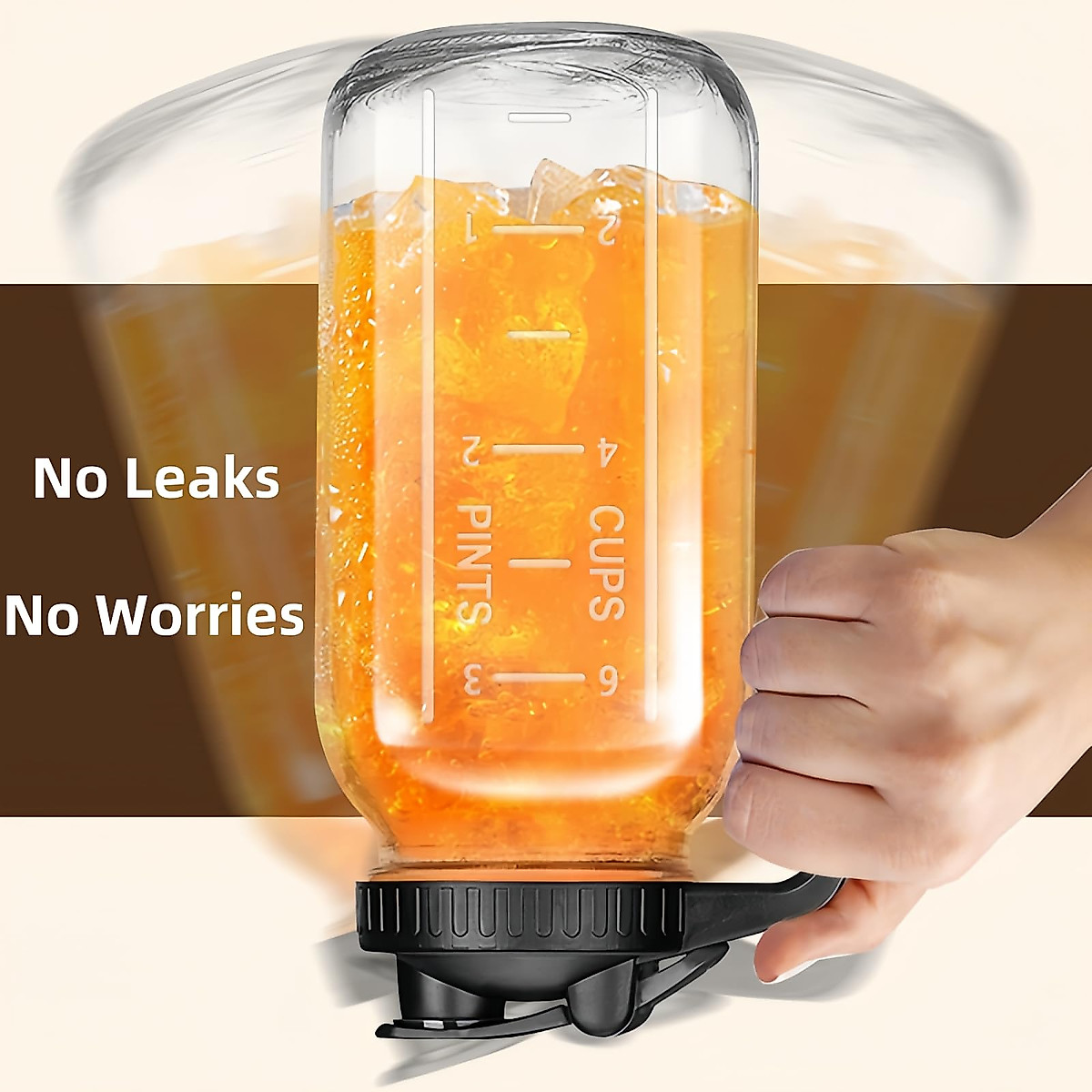 2 Pack 64 oz Pitcher With Lid, Glass Pitcher With Lid, Leak-Proof Airtight Mason Jar Pitcher, Sun Tea Jar, Glass Pitcher, Sun Tea Pitcher for Ice Tea, Cold Brew Coffee, Breast Milk, Juices