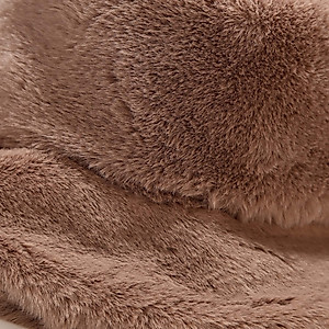 Umeepar Winter Faux Fur Bucket Hat Fluffy Warm Hat for Women Men (Black)