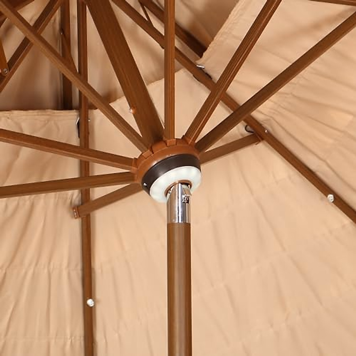 PUPZO 9 ft - Patio Umbrella, Tiki Thatched Outdoor Umbrella with Hawaiian Style Beach Umbrella with Center Light