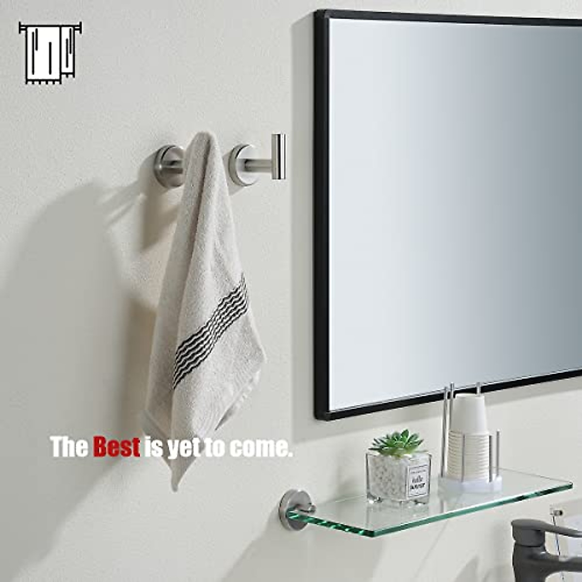 JQK Bathroom Towel Hook Brushed, Coat Robe Clothes Bath Wall Hooks for Kitchen Garage SUS 304 Stainless Steel Thick 0.8mm, 2 Pack Brushed Steel, TH100-BN-P2