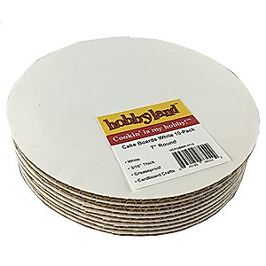 Hobbyland Cake Boards Circle White Coated Greaseproof (7" Round, 10 Cake Boards)