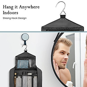 Maliton Toiletry Bag for Men & Women | Large for Traveling | Hanging Compact Hygiene Bag with 4 Compartments | Waterproof Bathroom Shower Bag (Black)