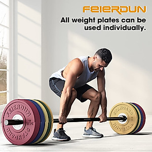 FEIERDUN 2" Color Olympic Bumper Plate Weight Plate for Strength Training - 100% Virgin Rubber