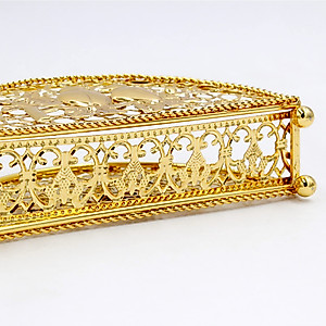 SDlumeiy Metal Semicircle Gold Napkin Holder with Bird，Paper Tissue Dispenser for Dining Table, Kitchen Countertop 6x1.6x3.1inch