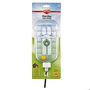 Kaytee Flat-Bac Water Bottle for Pet Guinea Pigs, Dwarf Rabbits, Rats, and Chinchillas, 16 oz