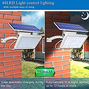 ZHUANYIYI Solar Lights Outdoor,48 LEDs Solar Light for Outdoor Garden Wall Yard LED Security Lighting with Adjustable Lighting Angle,for Home Garden