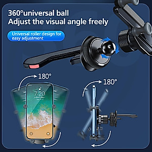 Rednow Car Vent Phone Mount,Invisible Rotatable Air Vent Mount Car Phone Holder 360°Anti-Shake Universal Phone Mount,Car Dashboard & Never Blocking Air Vent Clip Cell Phone Holder for Car (Black)