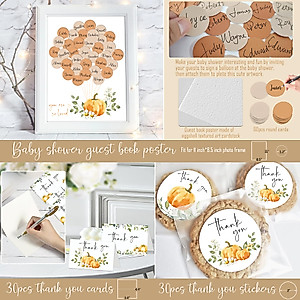 Little Pumpkin Baby Shower Decorations Party Supplies for Boy or Girl, Rustic Fall Autumn Baby Shower Decor, A Little Pumpkin is on The Way Backdrop Balloon Arch Baby Box Mom to Be Sash Dad to Be Pin