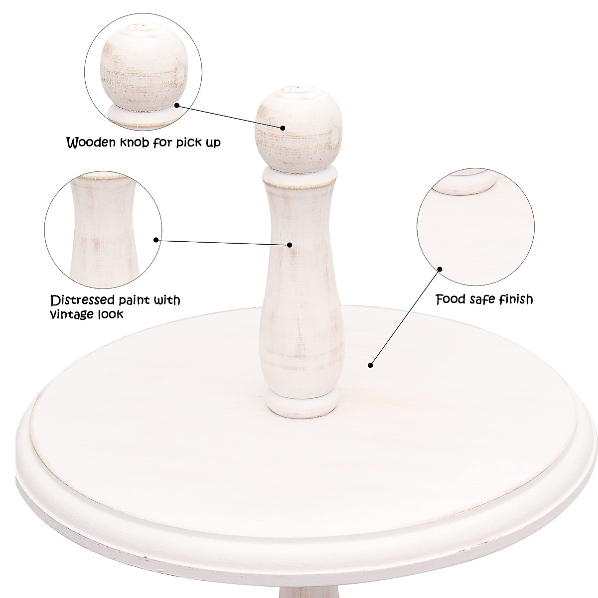 Defined Deco Wooden Decorative Tray Two Tiered Tray, White Tiered Tray, Cupcake Stand, Serving Tray Stand with 3 Pcs Signs Decor for Kitchen Island Decor, Home Decor and Holloween Farmhouse Décor