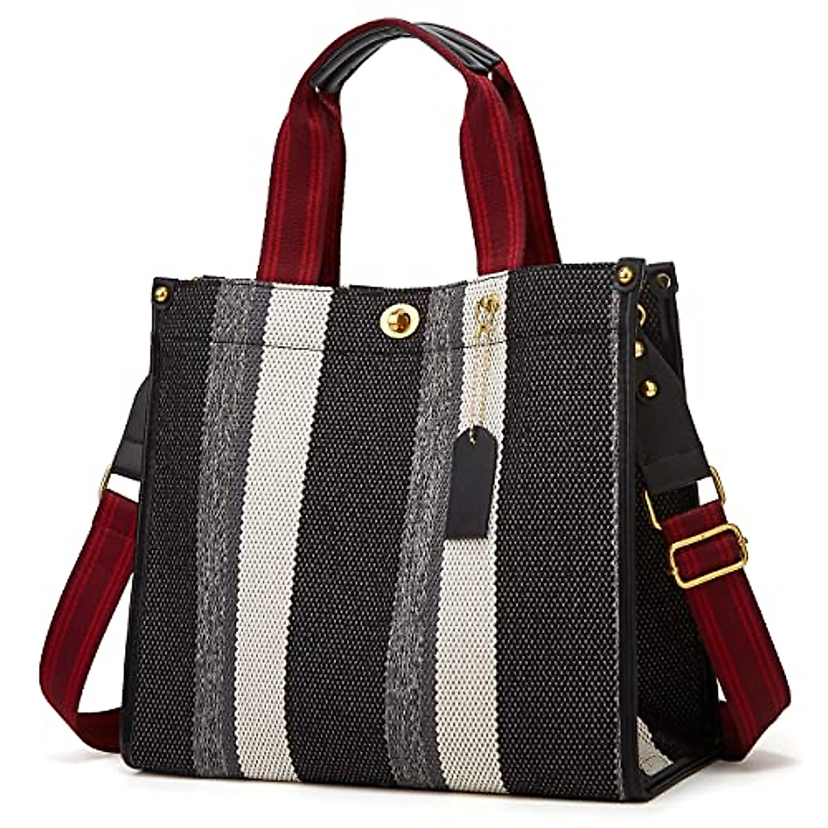 Tote Bag Hobo Bag for Women Canvas Shoulder Bag Chic Crossbody Bag Satchel Large Handbag Color Contrast Stripe