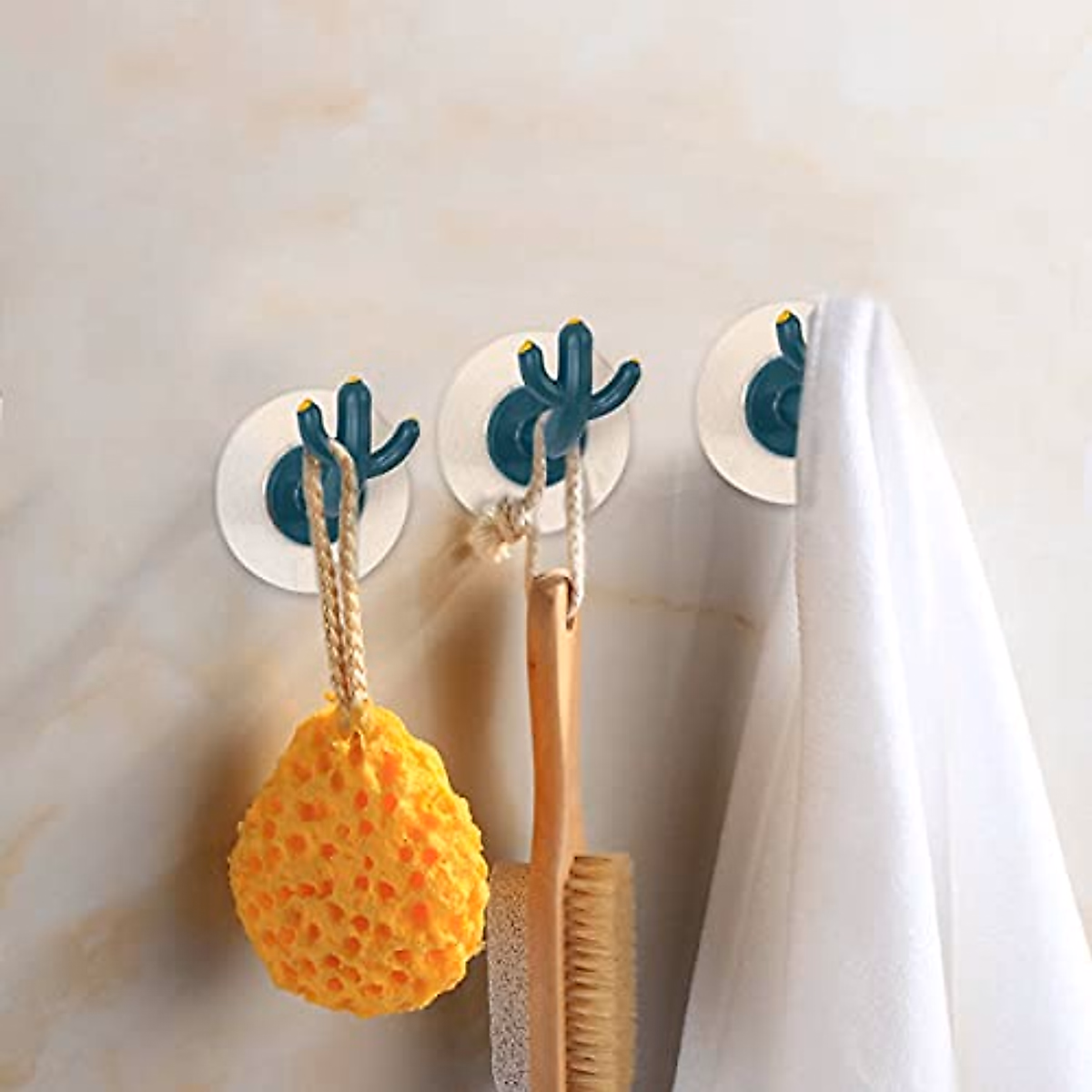 Dokiery Stick on Wall Hooks, Waterproof Oilproof Bathroom and Kitchen Heavy Duty Adhesive Hooks , Practical Door Hook for Hanging Towel Coat Clothes Robe Hooks 2 Pack