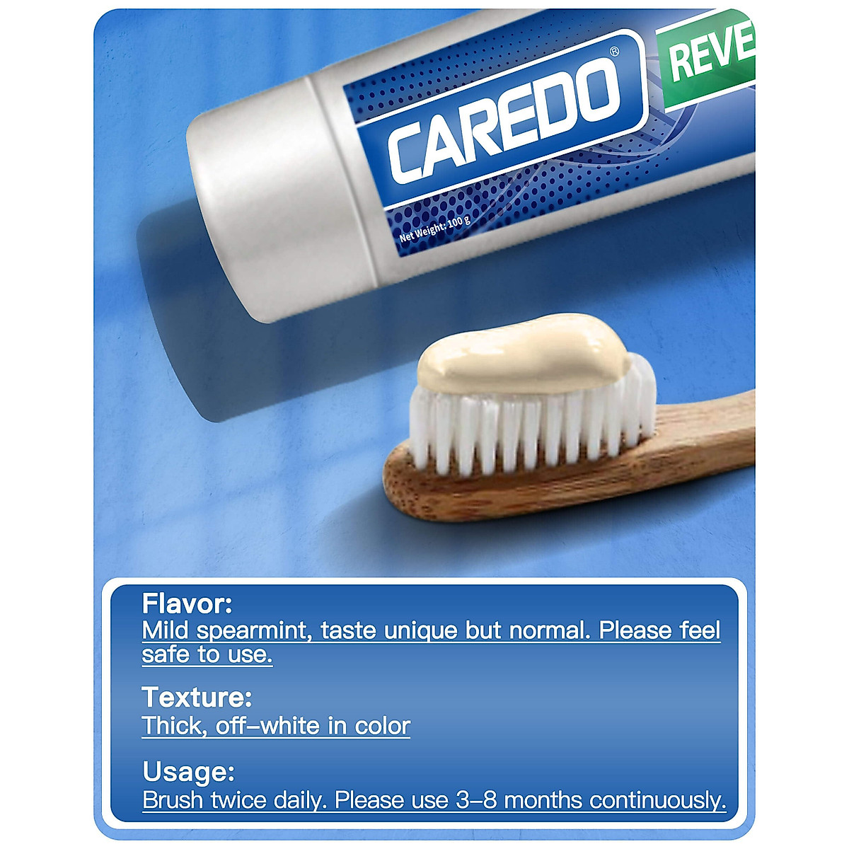 CAREDO Cavity Reversal Hydroxyapatite Toothpaste for Adults, Cavity Tooth Filler as Home Cavity Repair, Fluoride Free Reverse Cavities Treatment for Tooth Decay Repair, Remineralizing Repair 3.52OZ