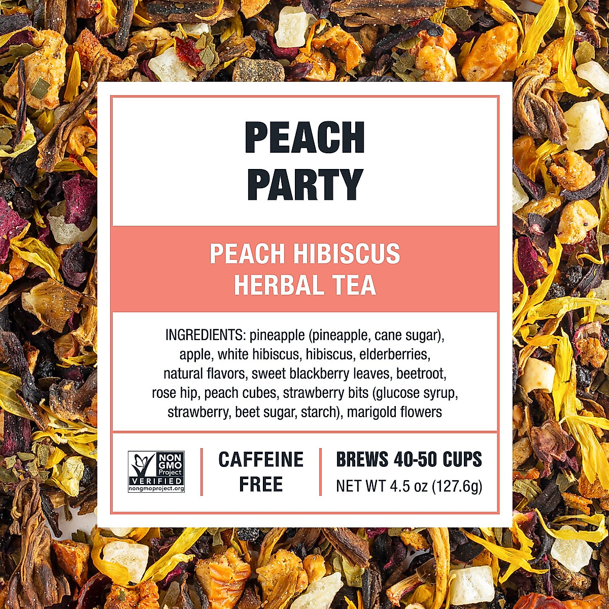 Tiesta Tea - Peach Party | Loose Leaf | Peach Hibiscus Herbal Infusion | Premium Blend | Non-Caffeinated Fruit Tea | Makes Hot or Iced & Up to 50 Cups | 4.5oz Refillable Tin