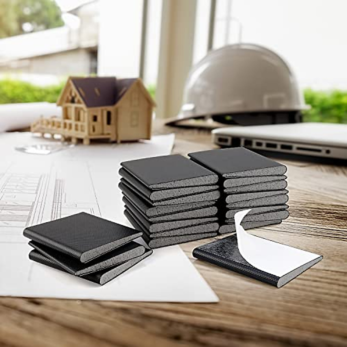 Door Corner Seal Exterior Door Frame Seal Wedge Draft Stopper with Adhesive 4 Pack, Black