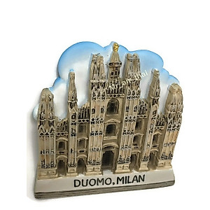 WitnyStore Tiny Milan Cathedral Basilica or Duomo di Milano Italy Italia Southern Europe Tourist Attractions Resin Refrigerator Magnet Traveler Souvenir Gift Memento 3D Fridge Magnets