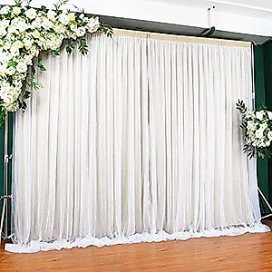 10ft x 7ft Champagne Tulle Backdrop Curtain for Bridal Shower Baby Shower Parties Wedding 3 Layers Sheer Photo Curtains Backdrop Fabric Drapes Panels Decoration for Photography Birthday Party