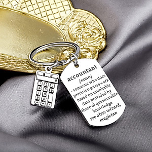 MAOFAED Stainless Steel Accountant Keychain - Perfect for Accountants' Birthday or Just Saying I Care