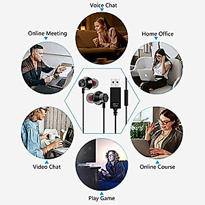 USB Headset with Microphone for PC, Noise Cancelling Computer Headphones for Laptop/ 8.2 FT, Lightweight PC Headset with Audio Controls & Mute Function for Office Live Broadcast Gaming Headset and PS4