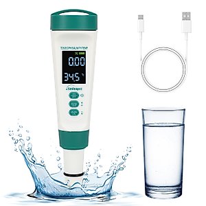 Smleapcc TDS Meter, 5 in 1 PH Meter,PH/TDS/EC/Salinity/Temp Meter for Water,High Accuracy Water Testing Kits for Drinking Water, Pools, Fish Tank, and Hydroponics，Rechargeable (White)