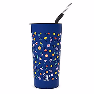 S'well S'ip Stainless Steel Takeaway Tumbler - 24oz - Wildflower - Double-Walled Vacuum-Insulated - Keeps Drinks Cold for 16 Hours and Hot for 4 - with No Condensation - BPA-Free Travel Mug