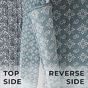 Great Bay Home 3-Piece Reversible Blue Full/Queen Quilt Comforter with 2 Shams | Lightweight, All-Season, Cozy, Modern Bedspreads | Paisley Coverlet Sets | Kadi Collection