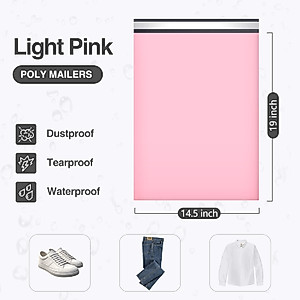 UCGOU Poly Mailers 14.5x19 Inch Light Pink 100 Pack Large Shipping Bags #7 Strong Thick Mailing Envelopes Self Sealing Adhesive Waterproof and Tear Proof Boutique Packaging Postal for Clothing