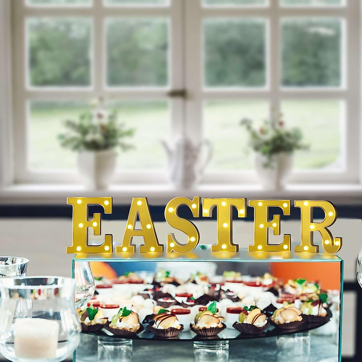 Efavormart 6" 3D Gold Marquee Letters 5 LED Light Up Letters Warm White LED Letter Lights - E