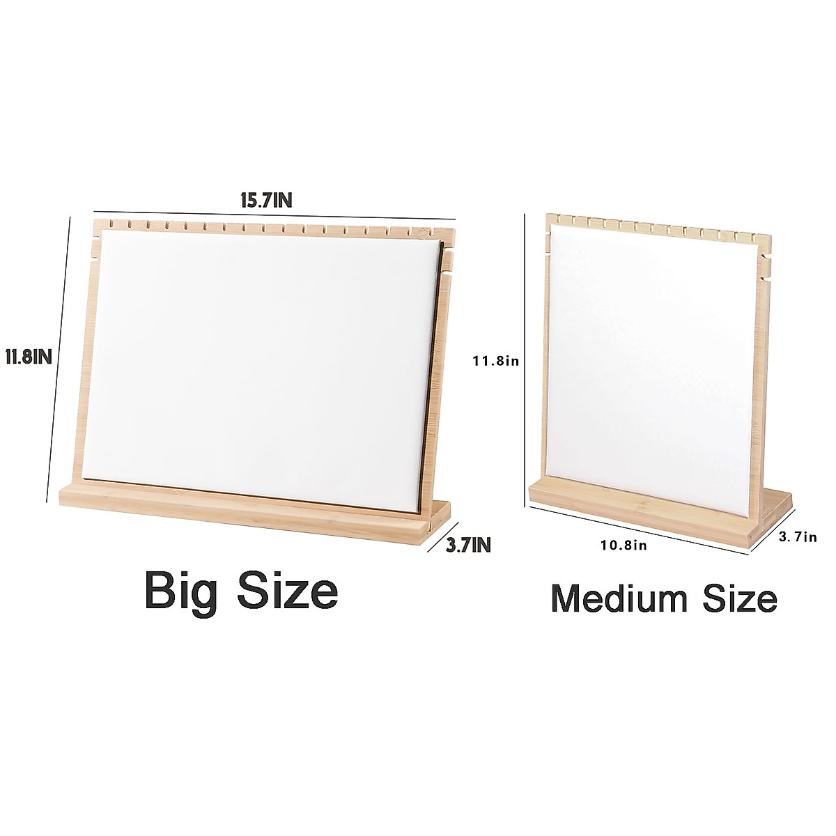 Justsoso Large Bamboo Necklace Display Stand, Pendant Necklace Wood Jewellery Holder, Chain Jewelry Big Rack Organizer for Store Show Sell (White PU)