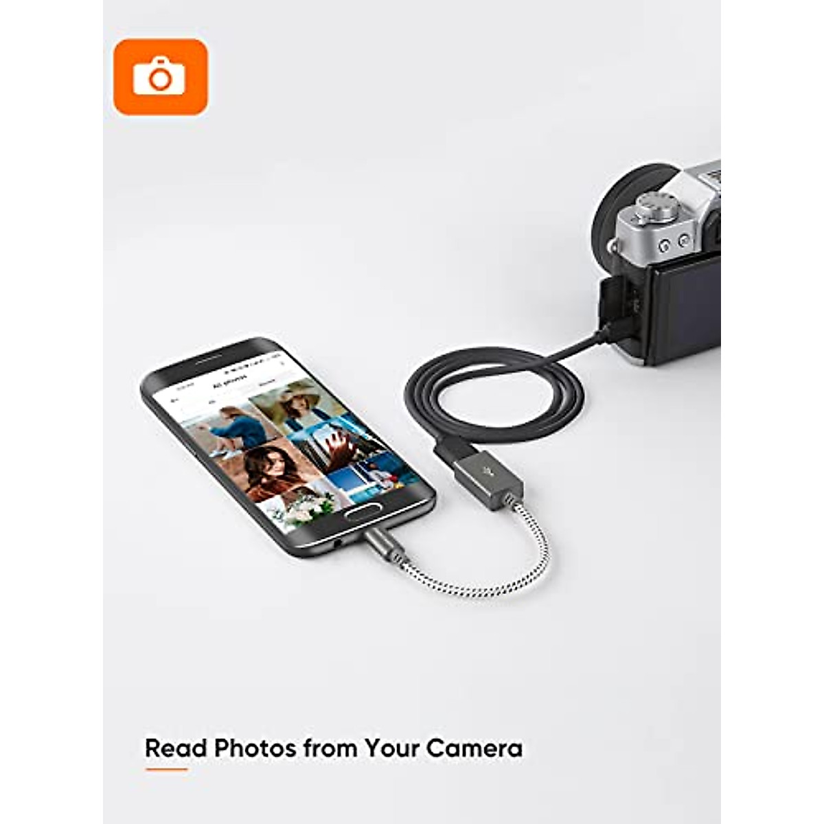 CableCreation USB to Micro USB Adapter 0.15m, USB 2.0 Male to Female for USB Micro-B Devices S7, Flash Drive, Mouse, Keyboard, Game Controller, Aluminum Space Gray