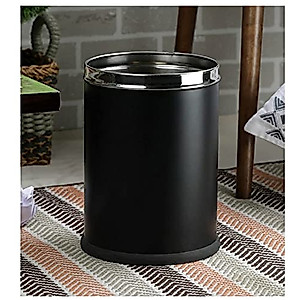 King International 1.84 Gallon Black Open Trash Can, Wastebasket, Garbage Container Bin, Bathroom, Powder Room, Bedroom, Kitchen, Craft Room, Office,