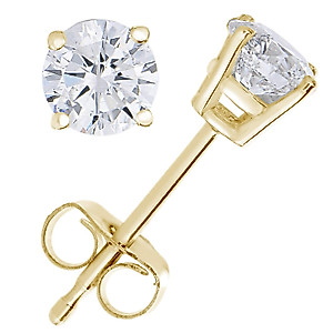 Vir Jewels 1/4 cttw Diamond Stud Earrings 14K Yellow Gold Push Backs Round 4 Prong Basket