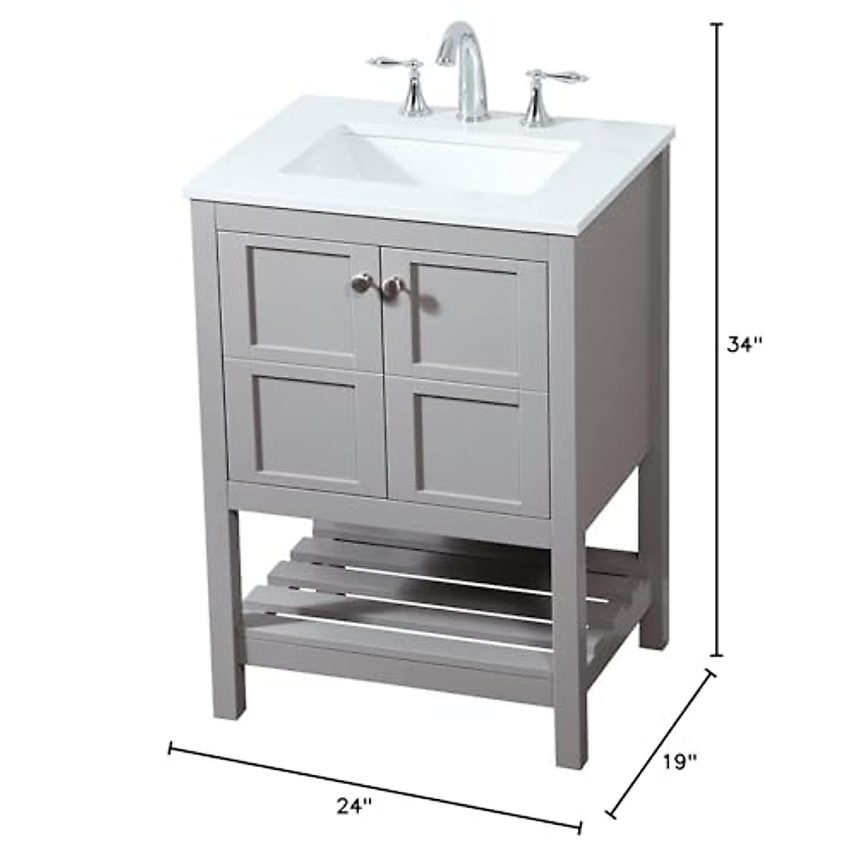 Elegant Kitchen and Bath 24 inch Single Bathroom Vanity Cabinet - Grey